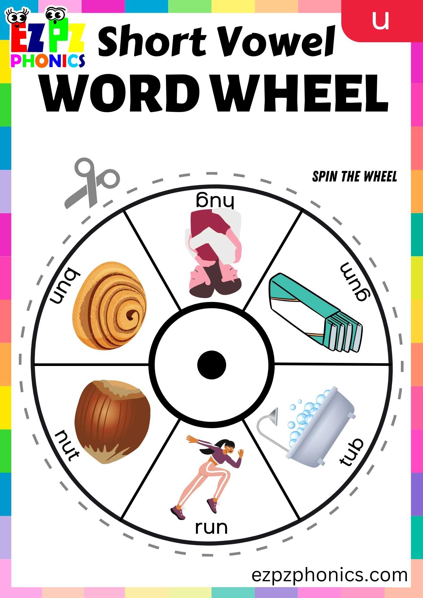 Set 2 Short U Word Wheel Phonics - ezpzphonics.com